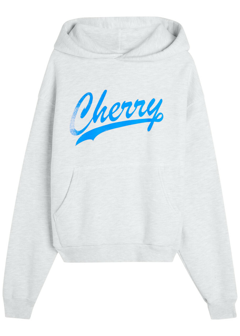 Cherry Los Angeles Logo-print Hooded Cotton Sweatshirt Grey CHERRY LA