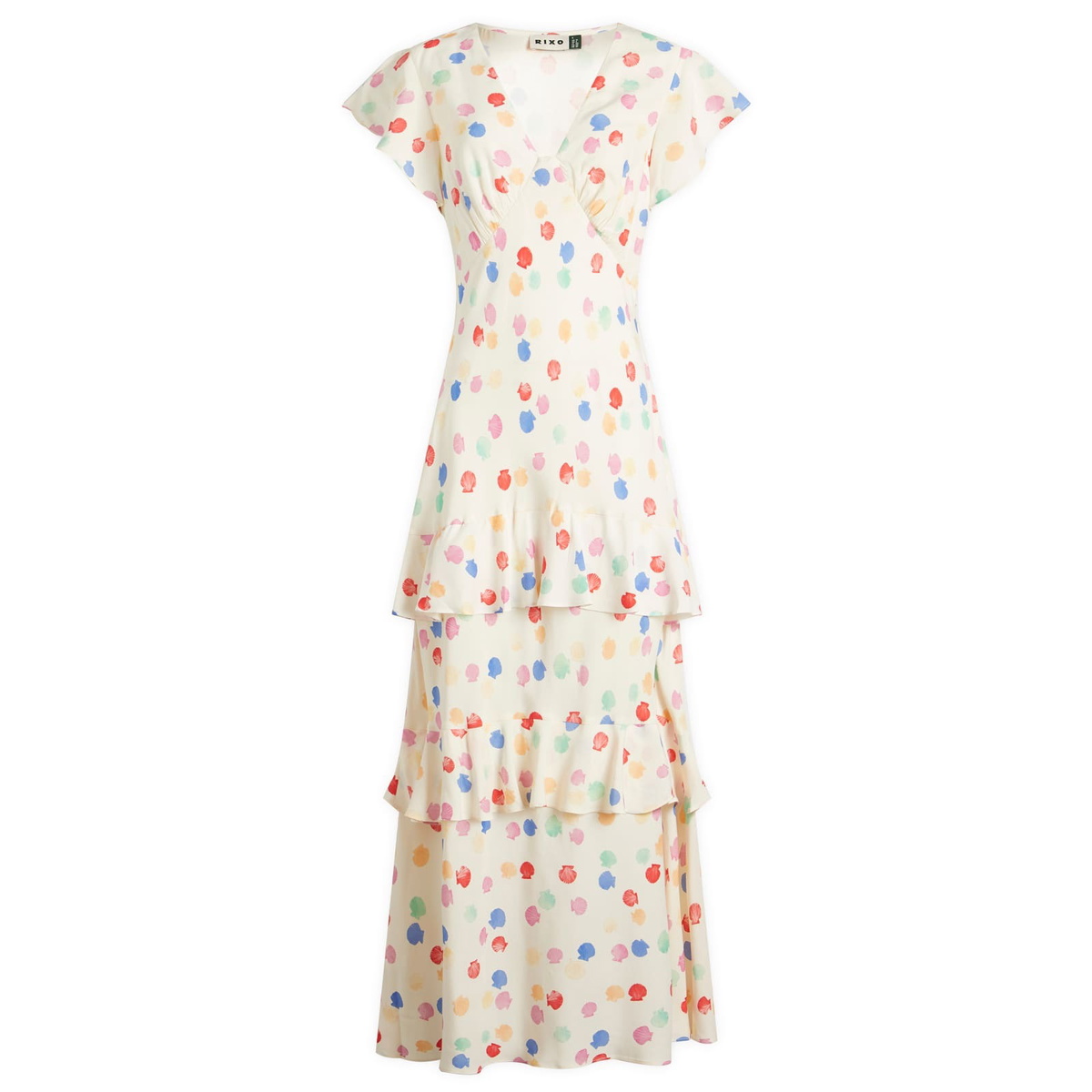 RIXO Women's Meena Scatter Shell Midi Dress in Scatter Shell Ivory Rixo