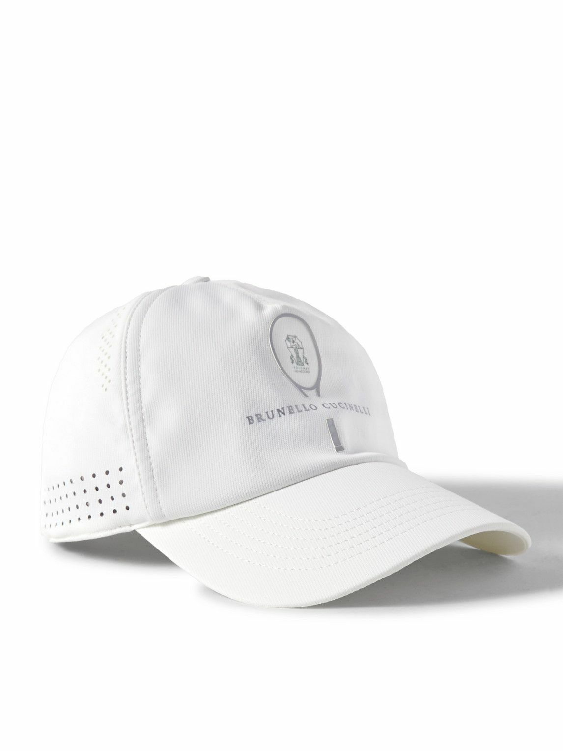 Brunello Cucinelli - Perforated Logo-Print Stretch-Shell Baseball Cap ...