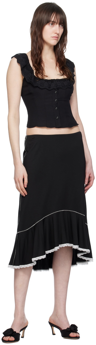 GUIZIO Black Dainty Midi Skirt GUIZIO