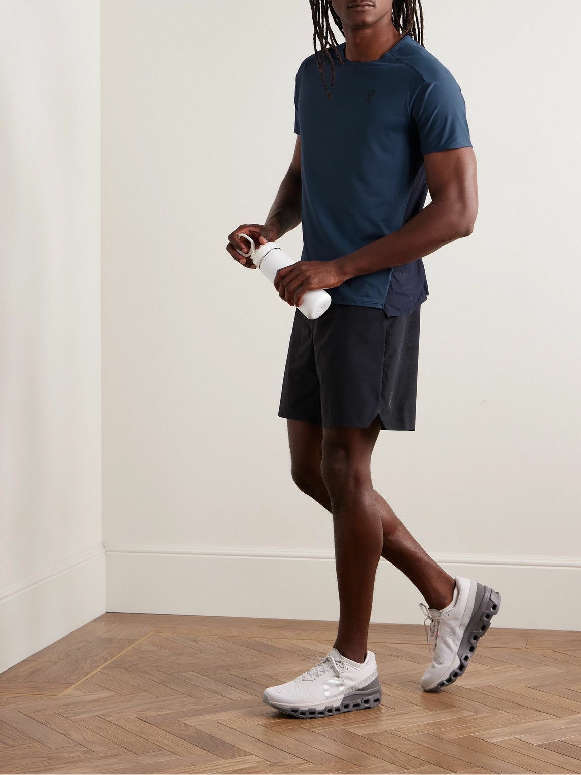 ON - Performance-T Logo-Print DryTec™ and Mesh T-Shirt - Blue On