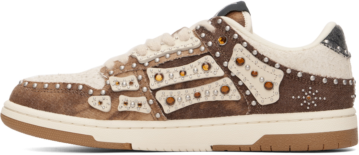 AMIRI Brown & Beige Stud Skel Top Low Sneakers Amiri