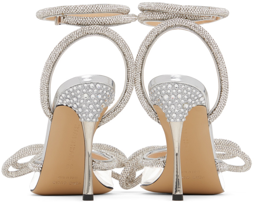 MACH & MACH Silver Double Bow 110 Heels MACH & MACH