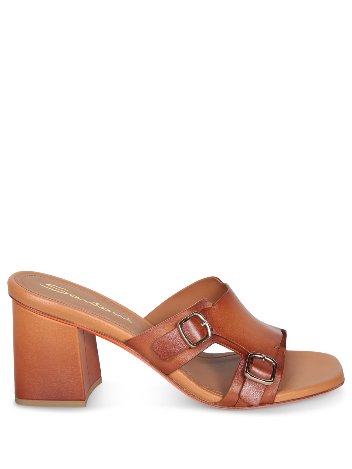 Santoni Brown Buckle Heel Sandal Santoni