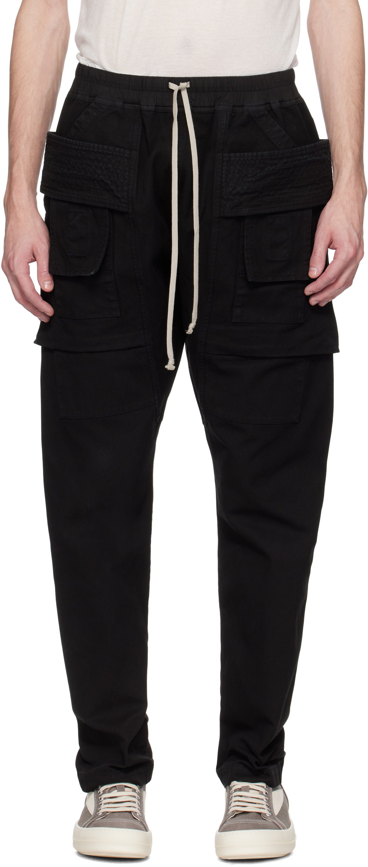 Rick Owens DRKSHDW Black Hollywood Creatch Drawstring Cargo Pants Rick ...