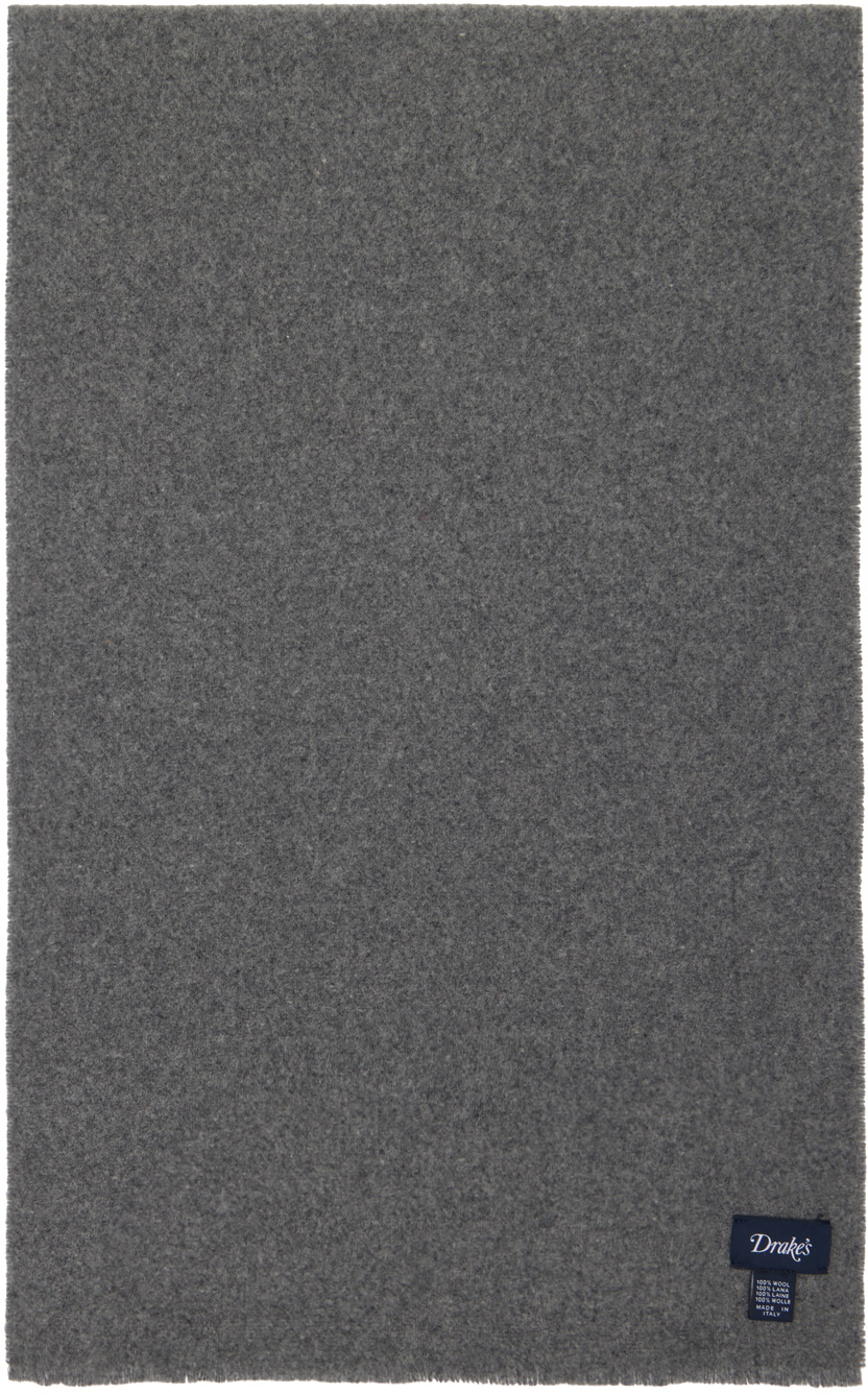 Drake's Gray Solid Scarf Drake's