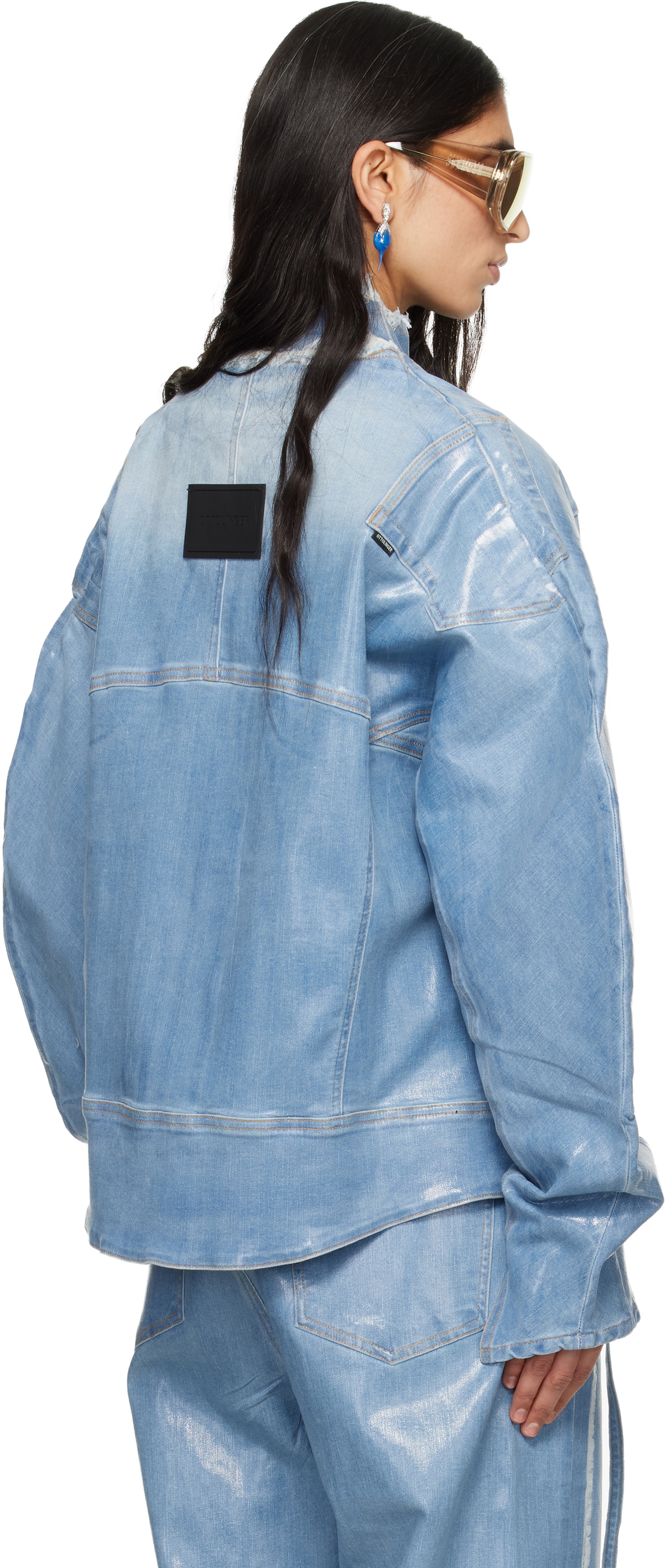 Ottolinger Blue Glazed Denim Zip Jacket Ottolinger