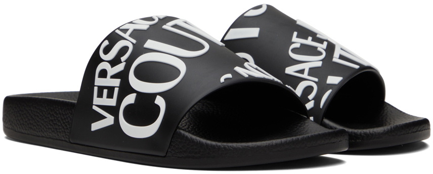 Versace Jeans Couture Black Logo Slides Versace