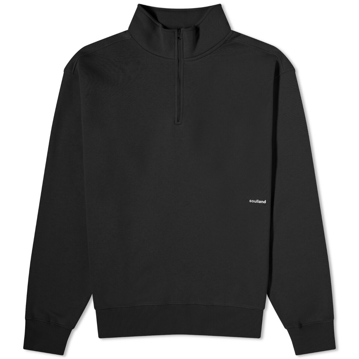 Soulland Men's Ken Half Zip Sweat in Black Soulland