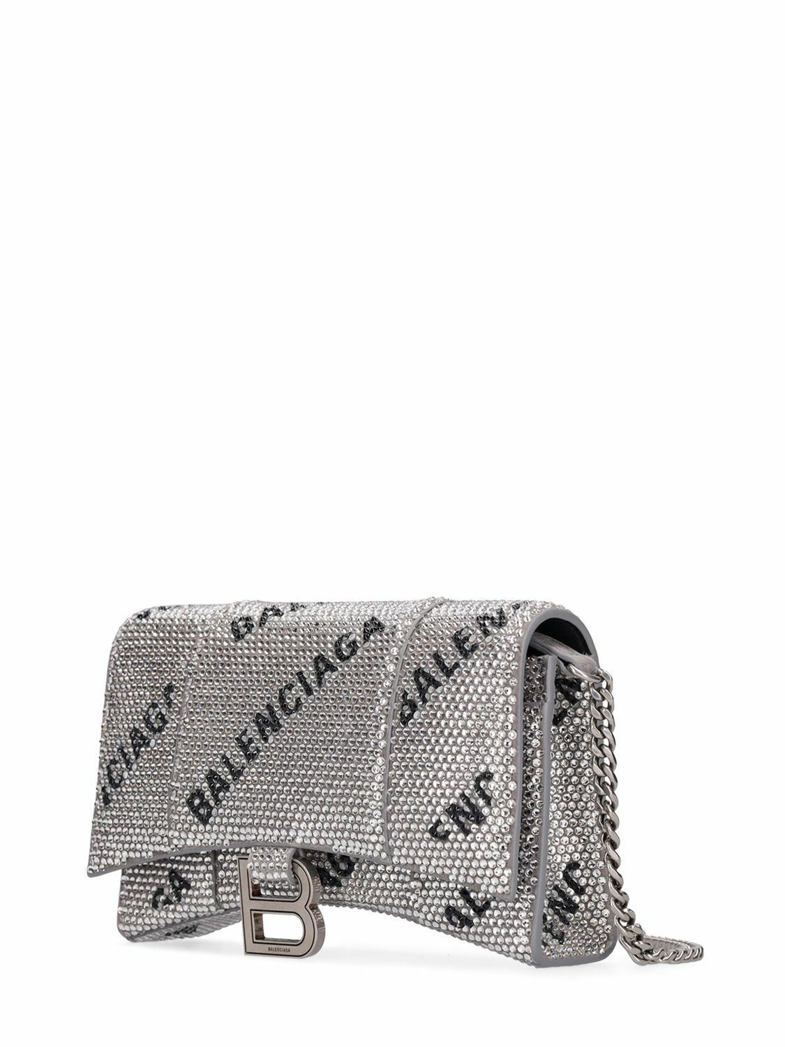 BALENCIAGA - Hourglass Logo Strass Chain Wallet Balenciaga