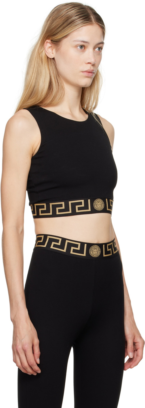 Versace Underwear Black Greca Border Sport Bra Versace Underwear