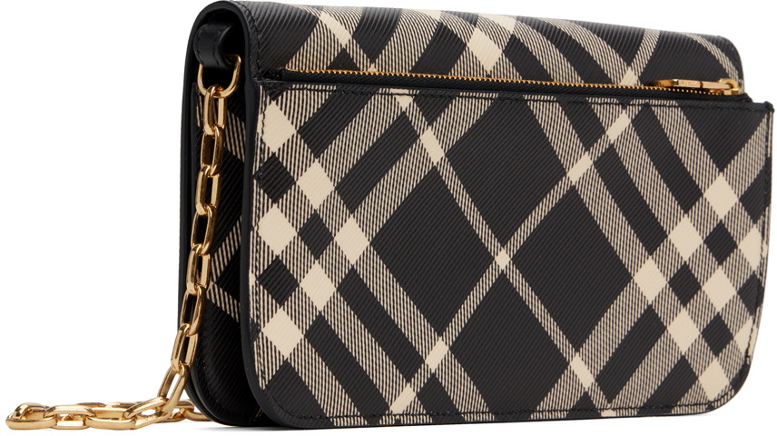 Burberry Black & Off-White Check Chain Strap Wallet Bag Burberry