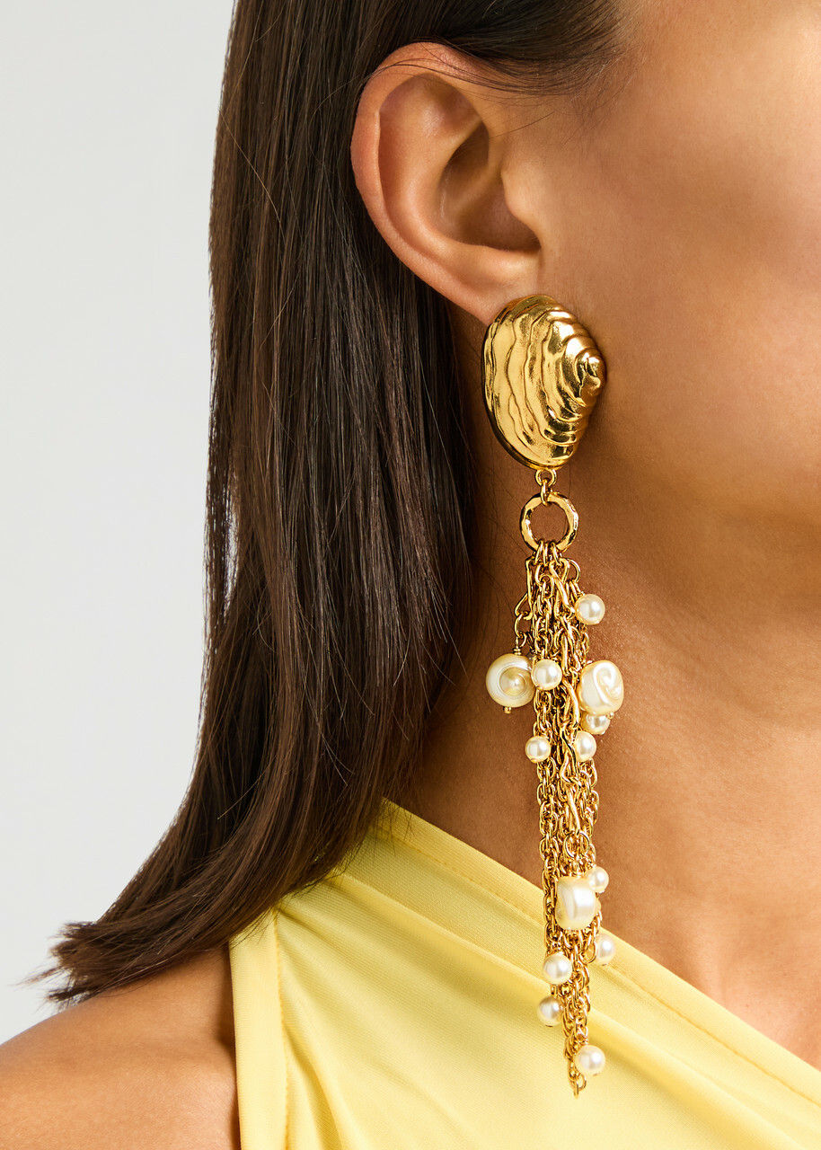 Chloe The Chloé Shells Embellished Drop Earrings - Gold - One Size Chloe
