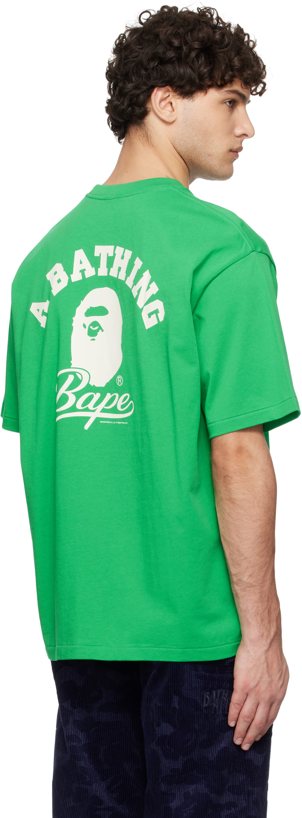 BAPE Green Cursive College Logo T-shirt A Bathing Ape