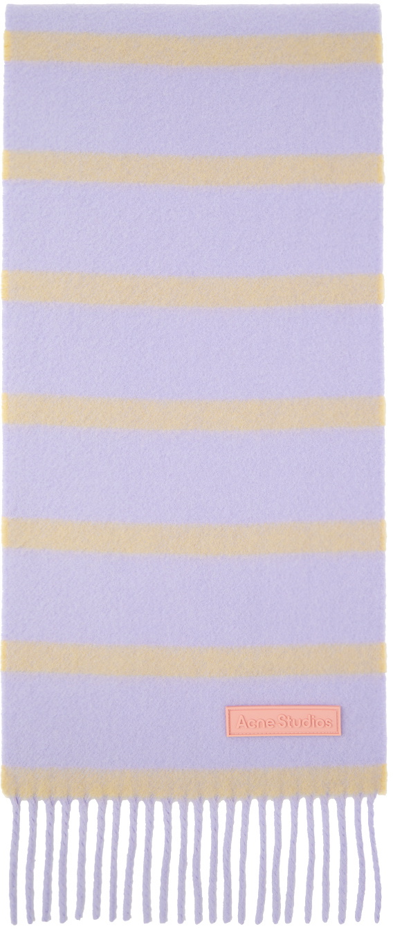Acne Studios Purple & Yellow Narrow Fringe Scarf Acne Studios