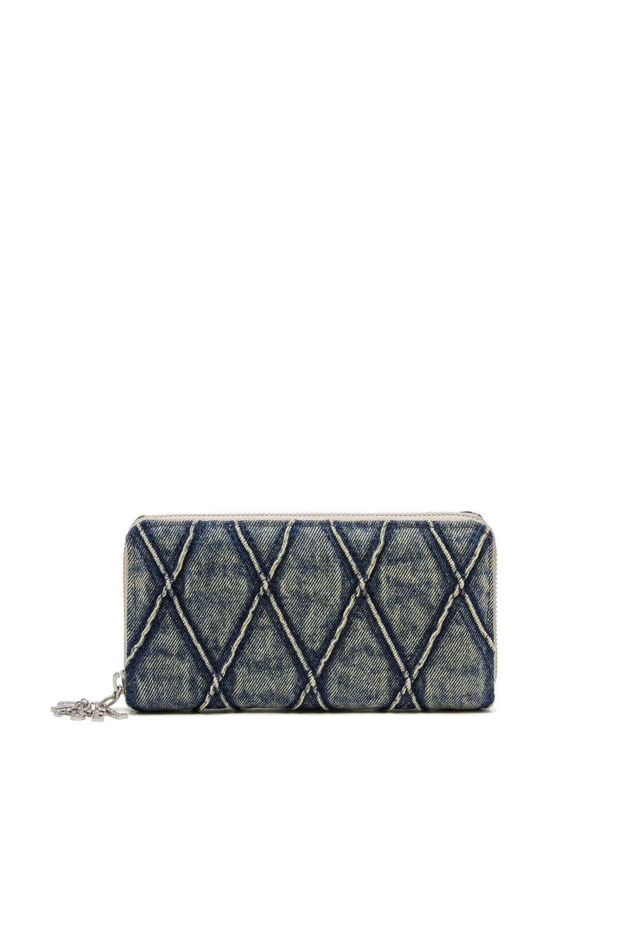 Diesel Zip wallet in Argyle quilted denim - Zip-Round Wallets Womens in ...