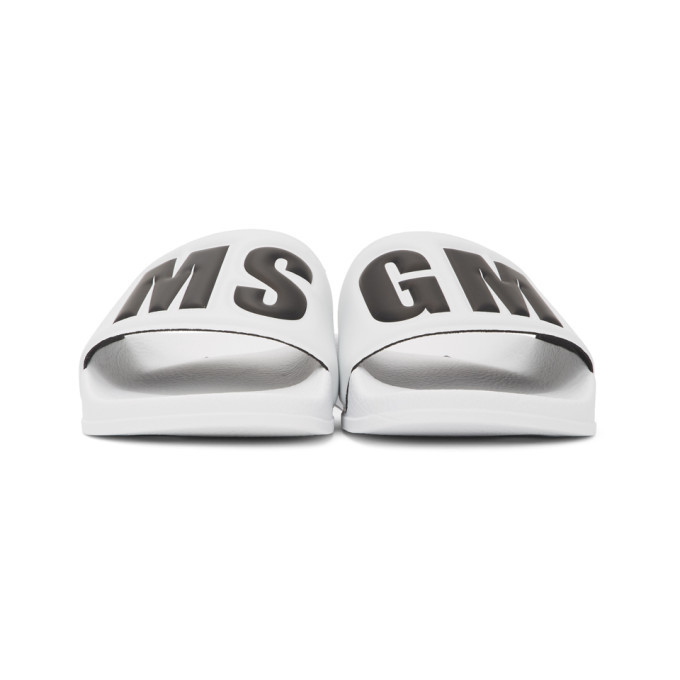 MSGM White Logo Pool Slides MSGM
