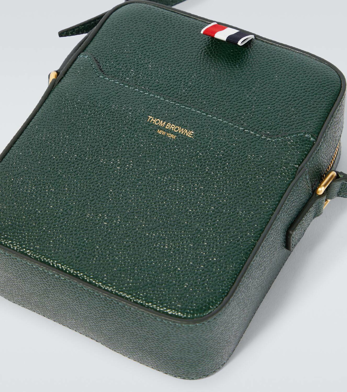 Thom Browne Grosgrain-trimmed leather camera bag Thom Browne