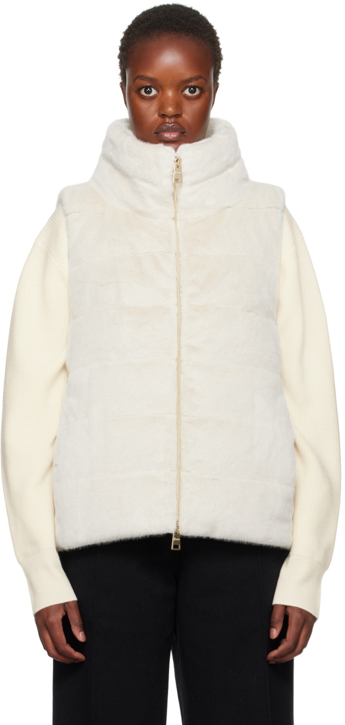 Herno Beige Lady Faux-Fur Down Vest Herno