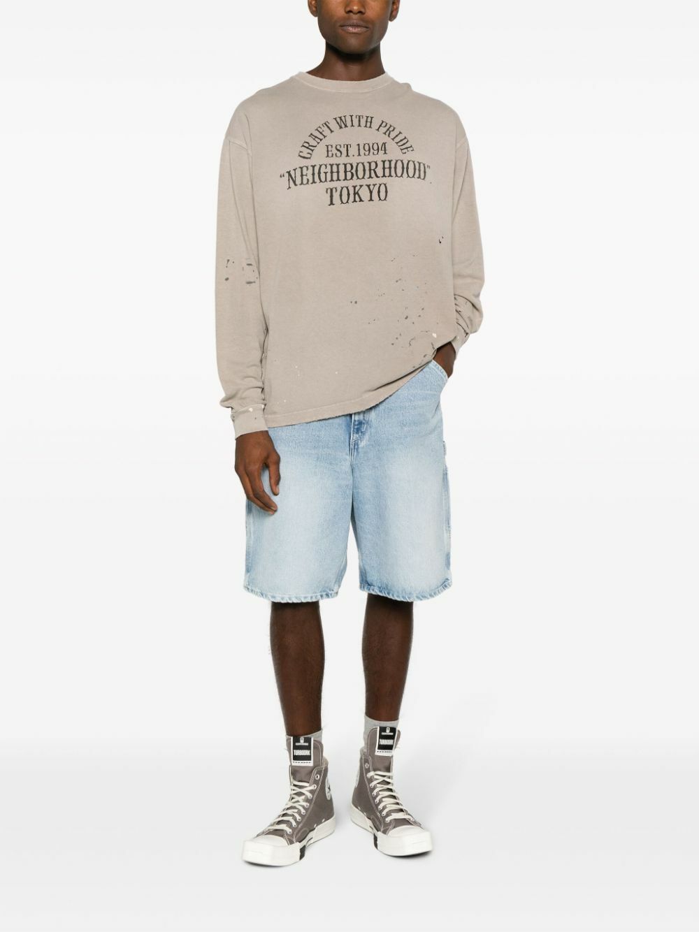 Neighborhood Neutral Damage Slogan-Print T-Shirt Neighborhood