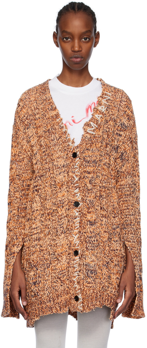 Marni Orange Distressed Cardigan Marni
