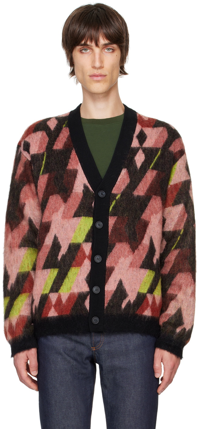 Maison Kitsuné Multicolor Graphic Mohair Jacquard Cardigan Maison Kitsune