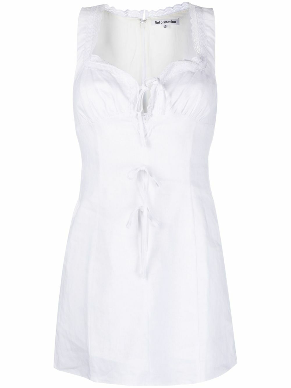 Reformation White Reia Lace-Trimmed Linen Dress Reformation
