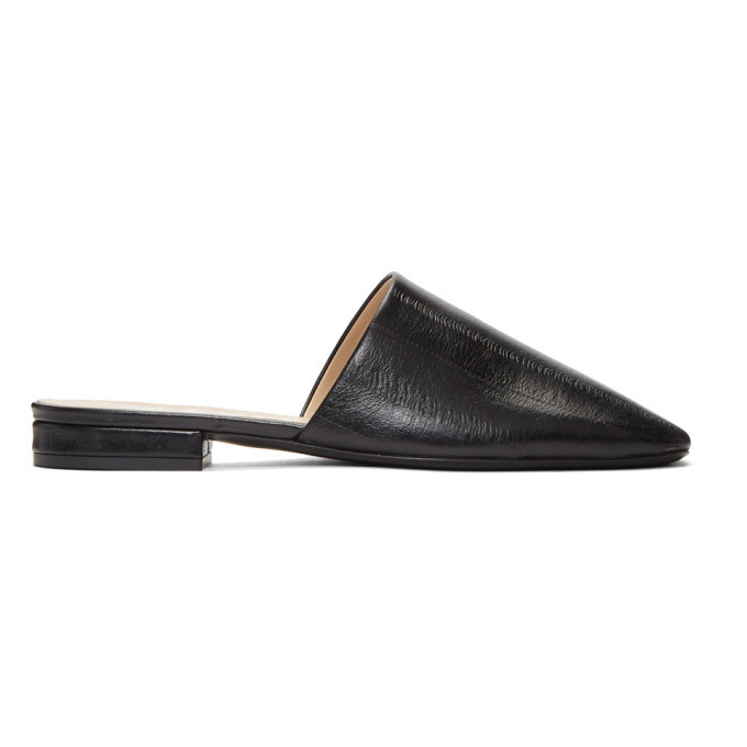 Acne Studios Black Tessey Slippers Acne Studios