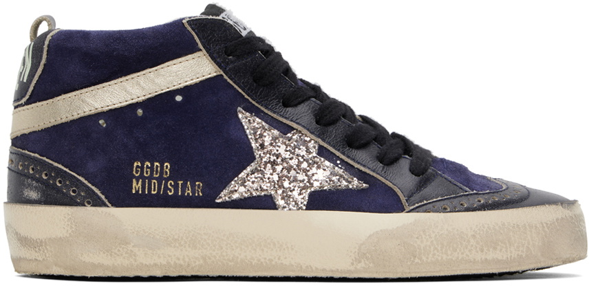 Golden Goose Navy Mid Star Sneakers Golden Goose Deluxe Brand