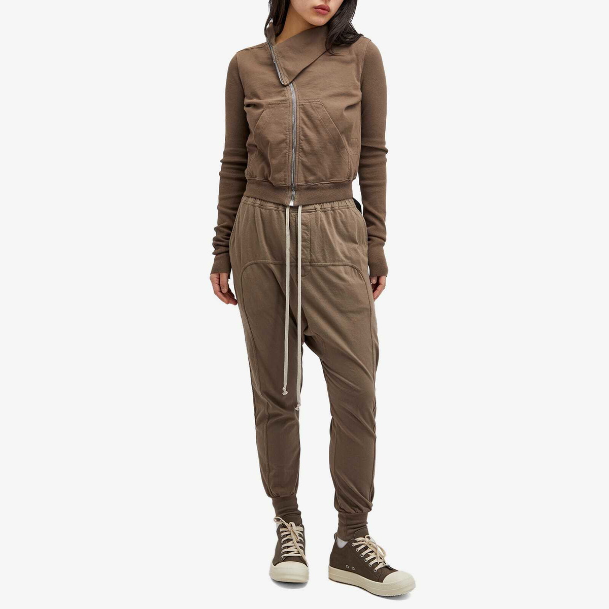 Rick Owens DRKSHDW Women's Mountain Zip Sweat in Dust Rick Owens Drkshdw