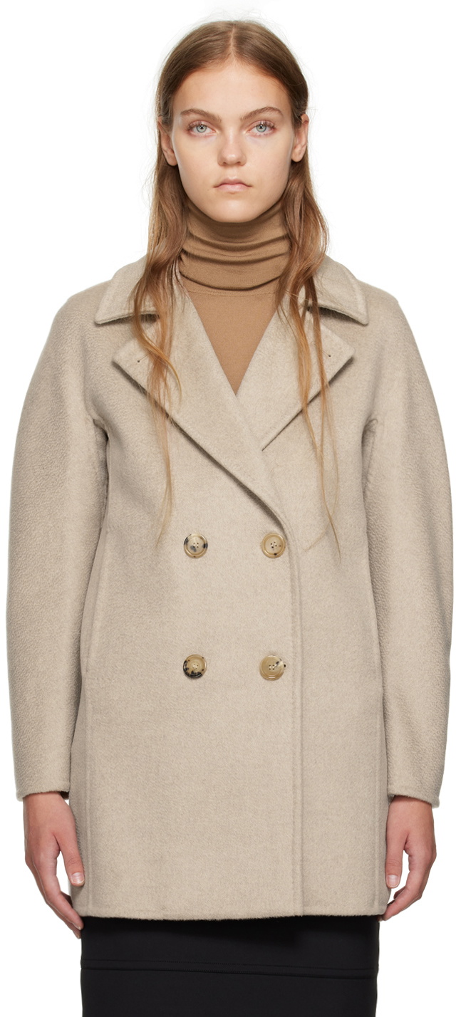 Max Mara Beige Double-Breasted Coat Max Mara