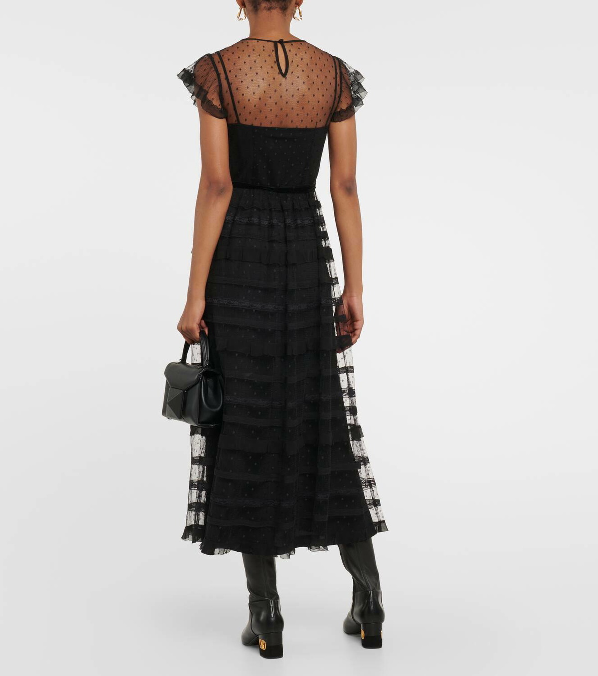 Redvalentino Point Desprit Tulle Midi Dress Red Valentino