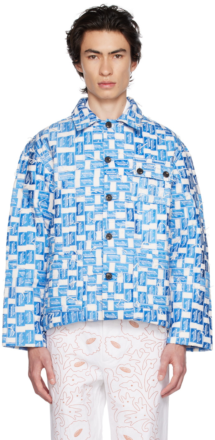 Bode Blue & Off-White Monday Label Jacket Bode