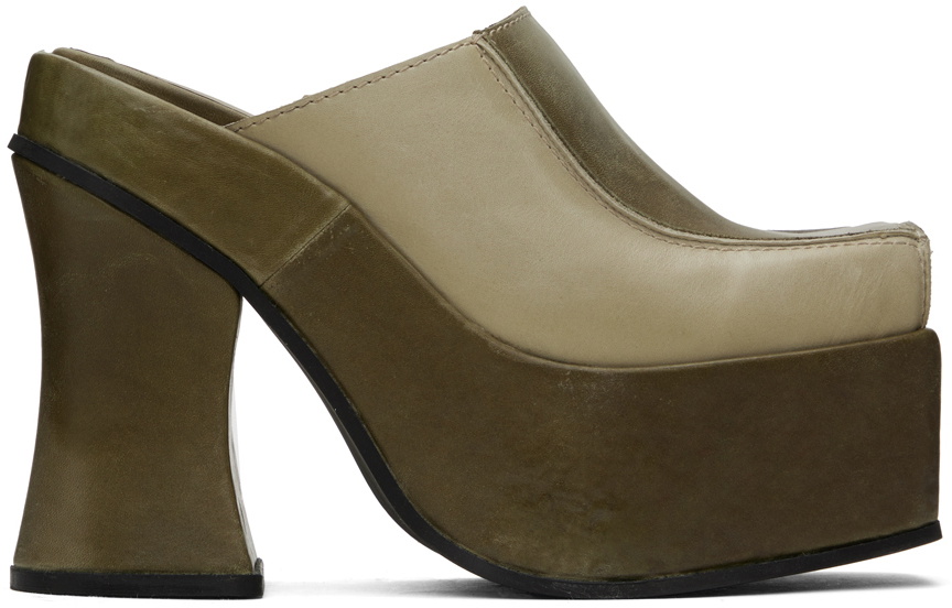 Eckhaus Latta Khaki Platform Mules Eckhaus Latta