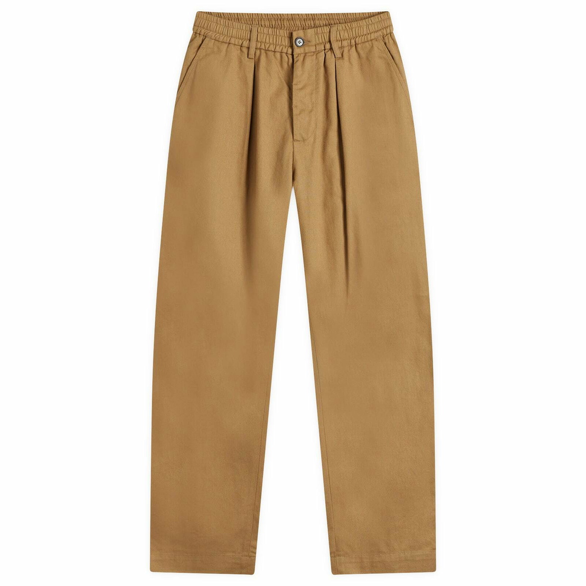 Universal Works Men's Twill Pleated Oxford Pants in Khaki Universal Works
