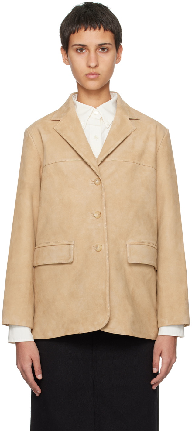 Nothing Written Beige Norman Leather Jacket NOTHING WRITTEN