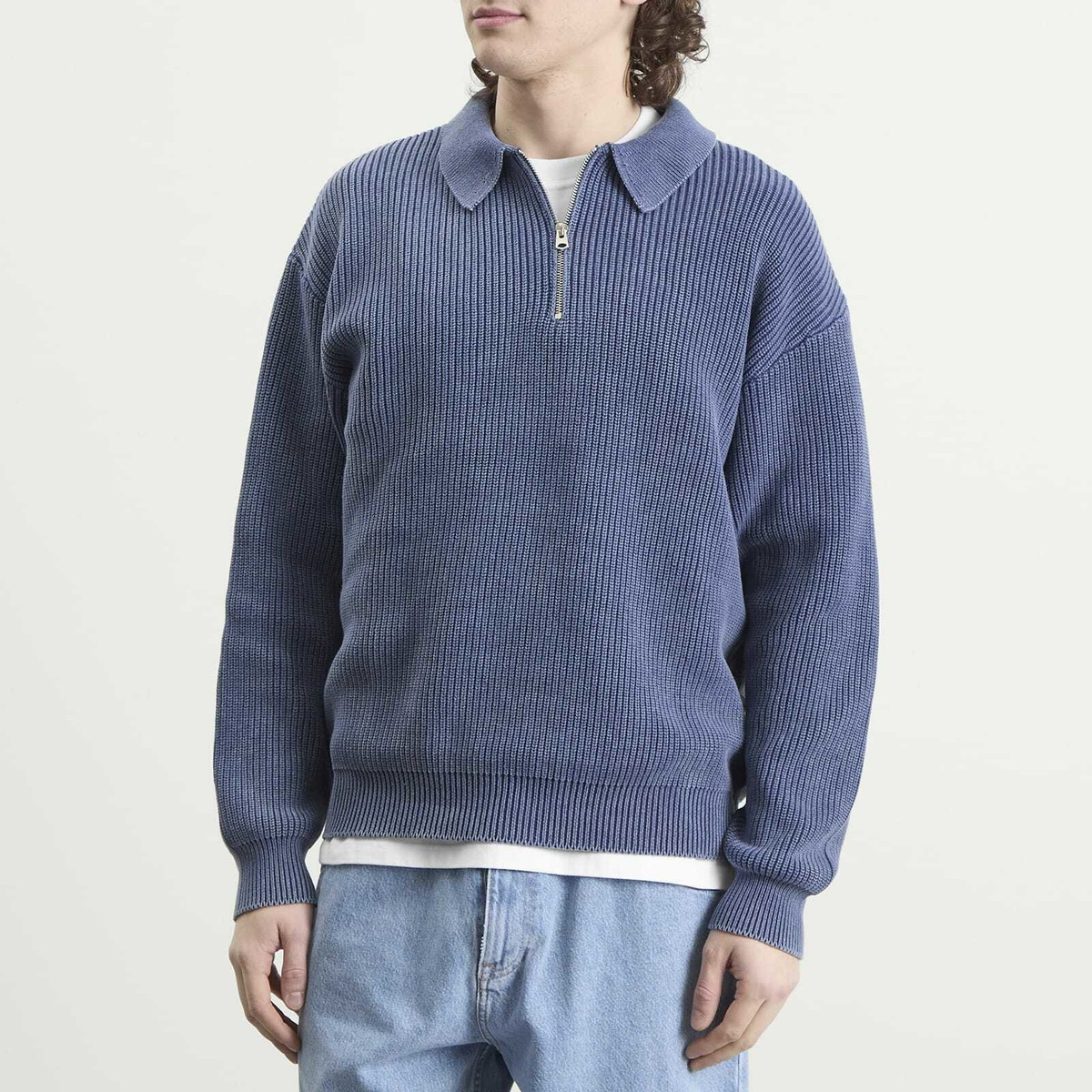 Bound Men's Acid Wash Half Zip Pullover in Navy BOUND by Bond-Eye