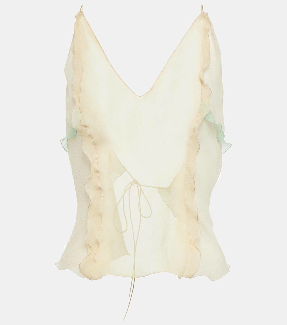 Fendi Sheer ruffled silk chiffon top Fendi