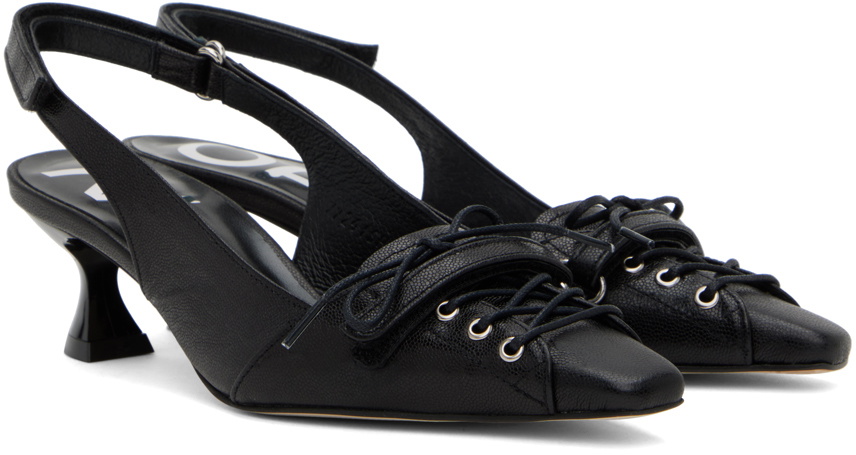 OPEN YY Black Lace-Up Pointy Heels OPEN YY