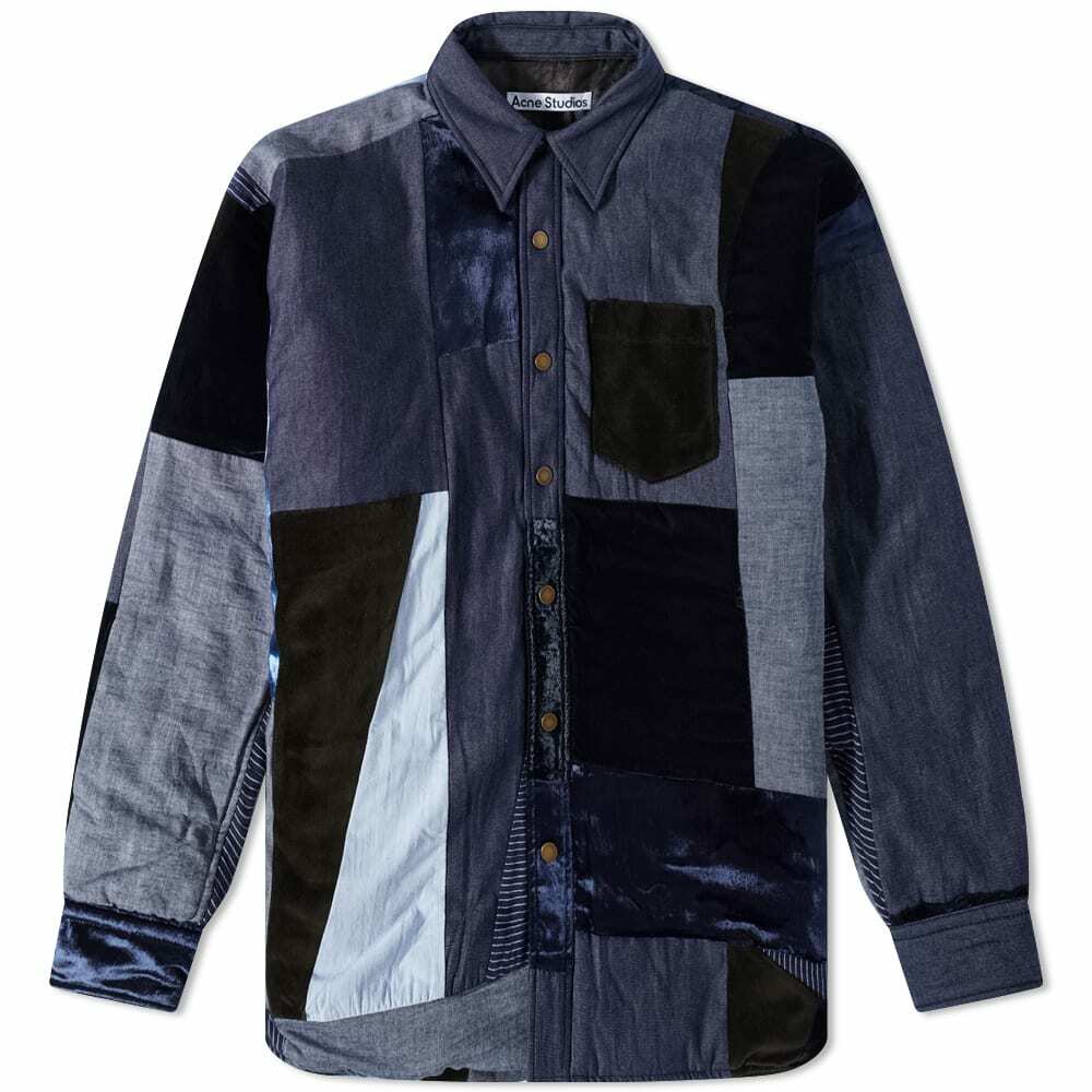 Acne Studios Men's Otito Patchwork Denim Jacket in Denim Blue Acne Studios