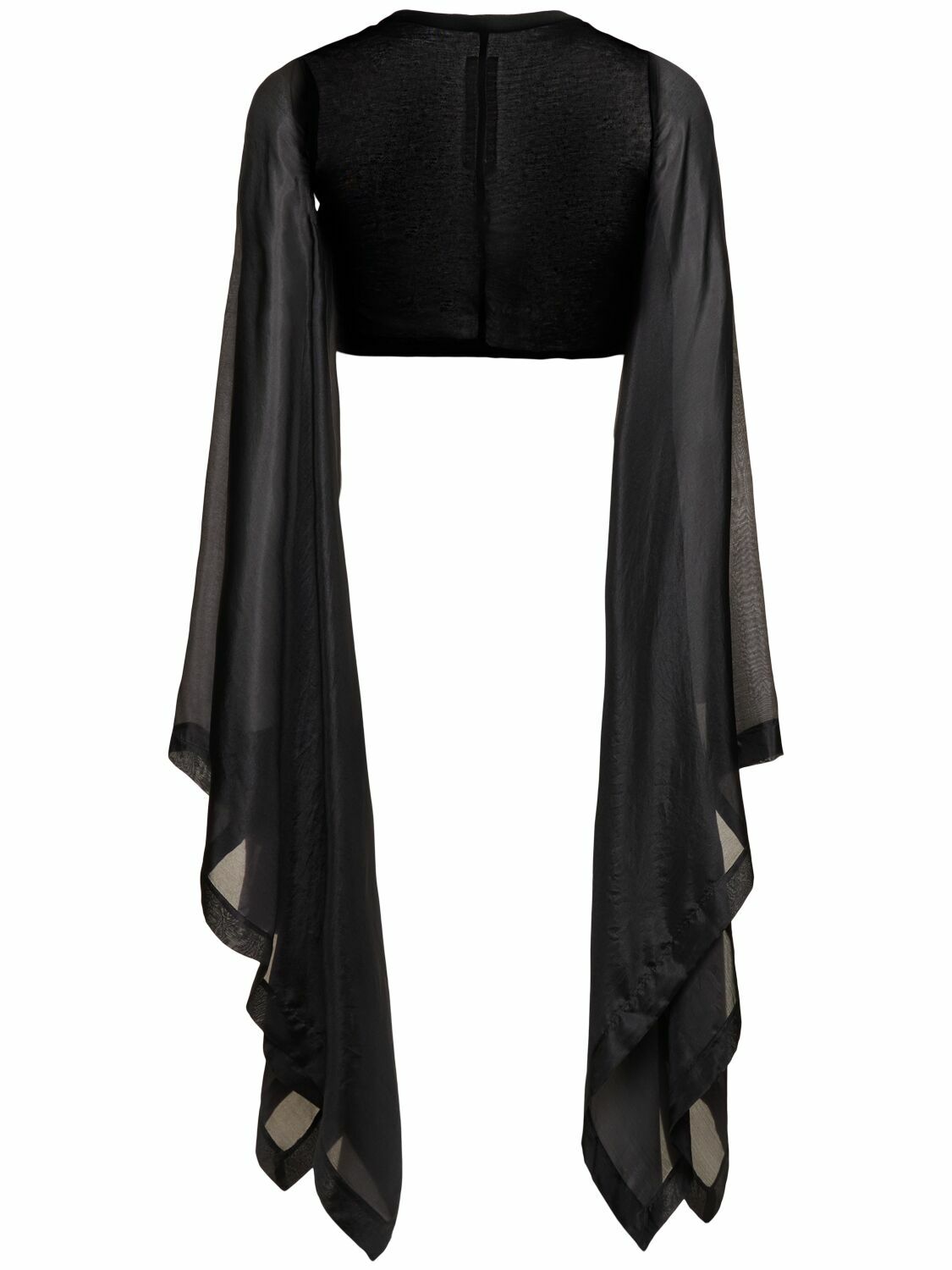 RICK OWENS - Flag Cotton & Silk Bat Sleeve Crop Top Rick Owens