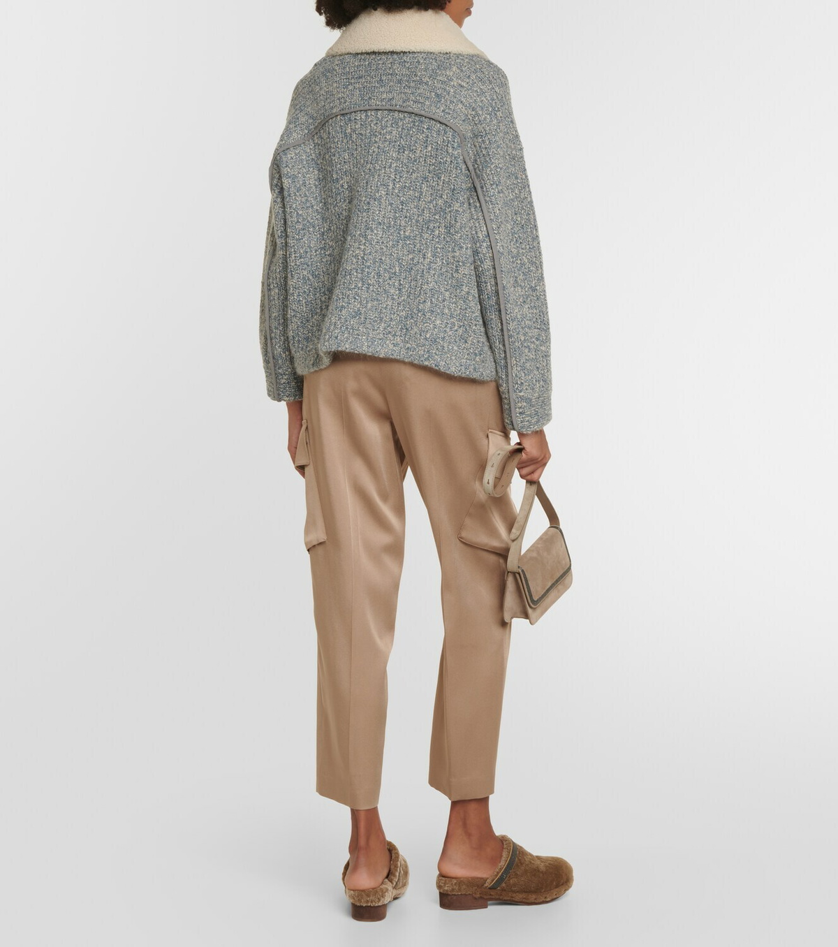 Brunello Cucinelli Shearling-trimmed wool-blend jacket Brunello Cucinelli