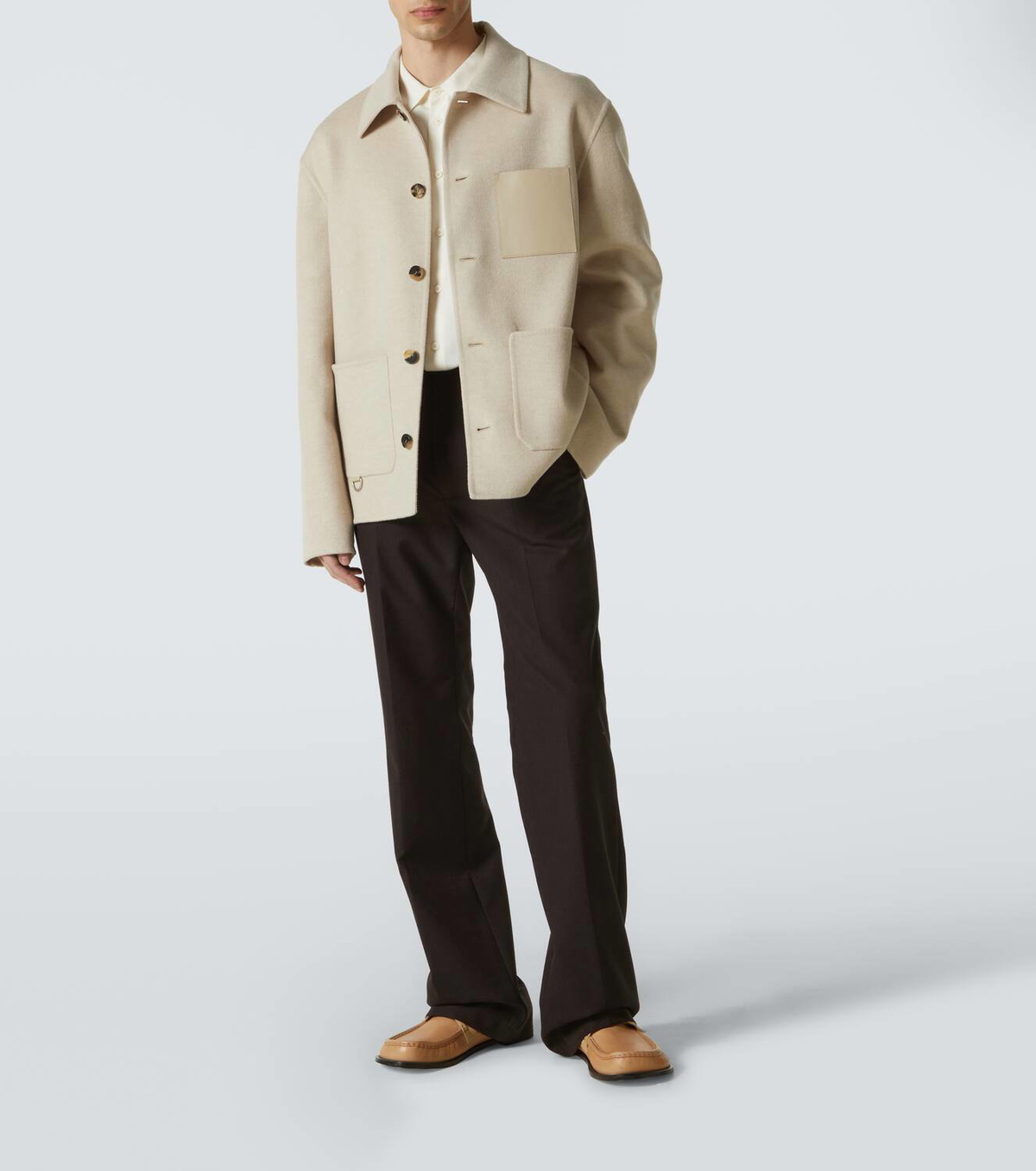 Loewe Leather-trimmed wool and cashmere jacket Loewe