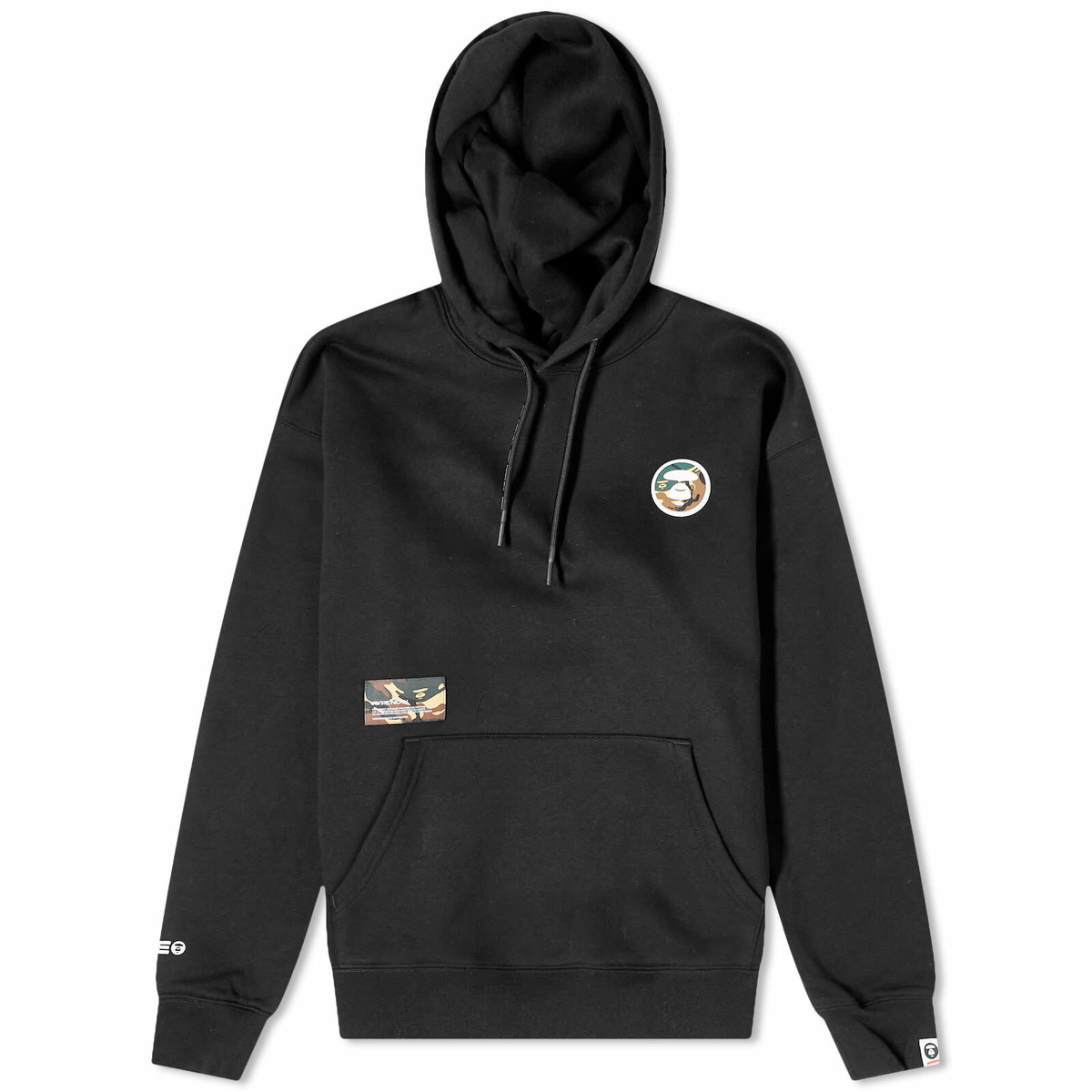 Men's AAPE Logo Hood Popover Hoodie in Black AAPE by A Bathing Ape