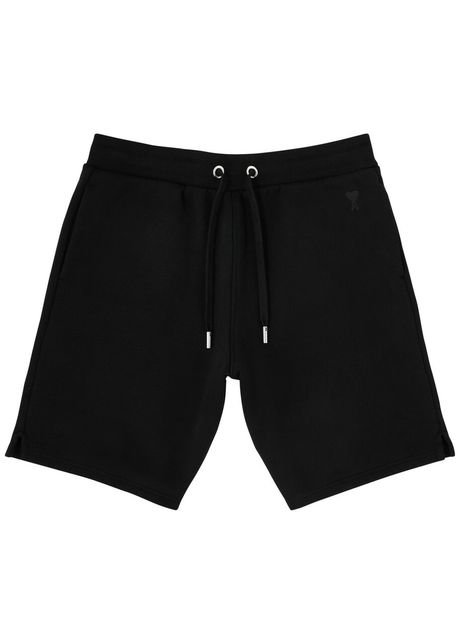 Ami Paris Logo-embroidered Cotton Shorts Black AMI
