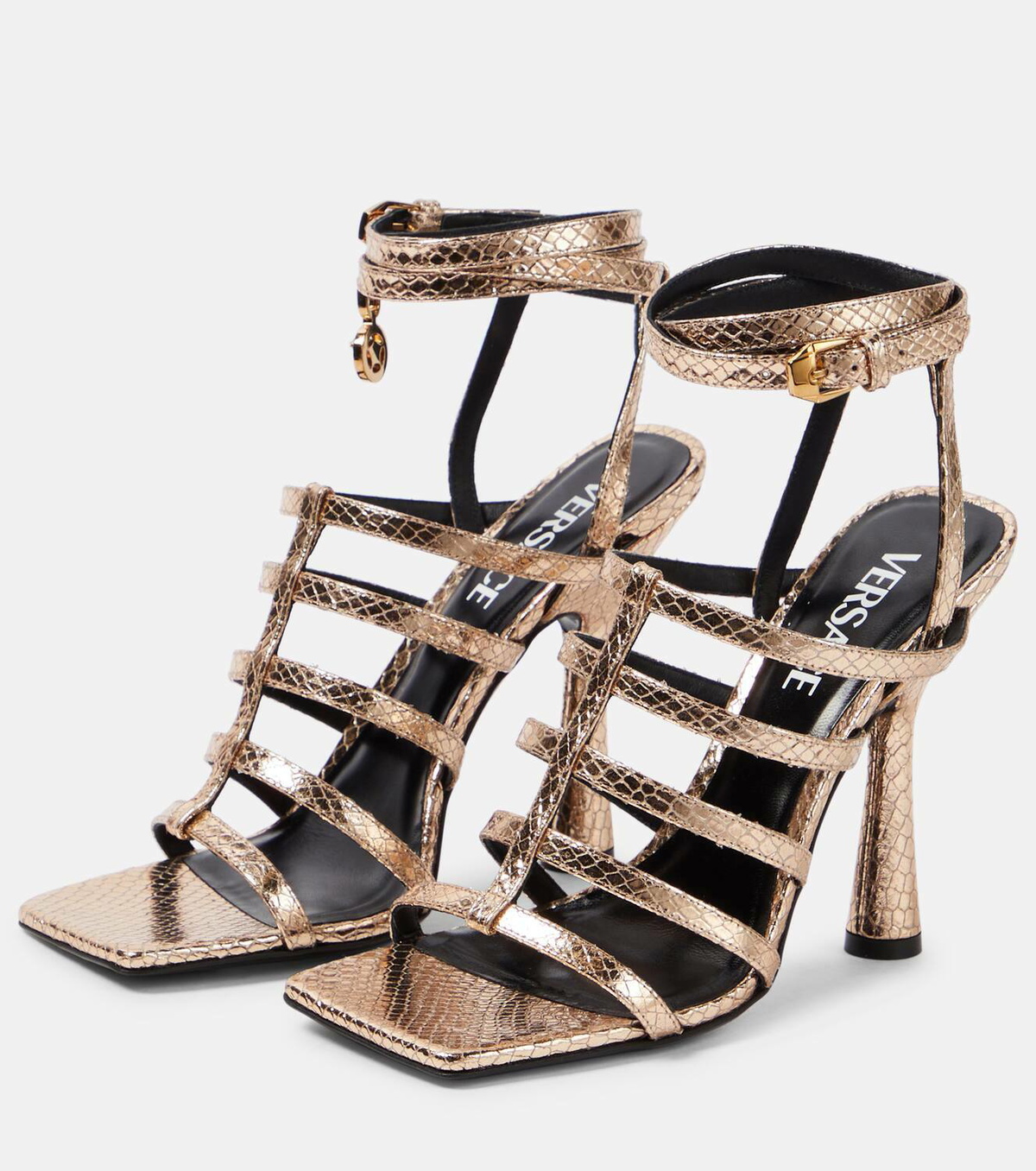Versace Lycia metallic leather sandals Versace