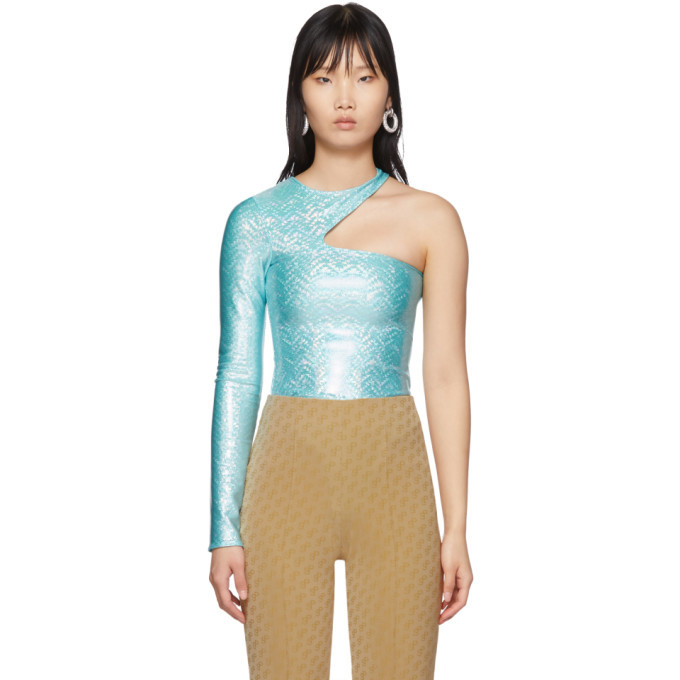 Saks Potts SSENSE Exclusive Blue Asymmetric One-Piece Swimsuit Saks Potts