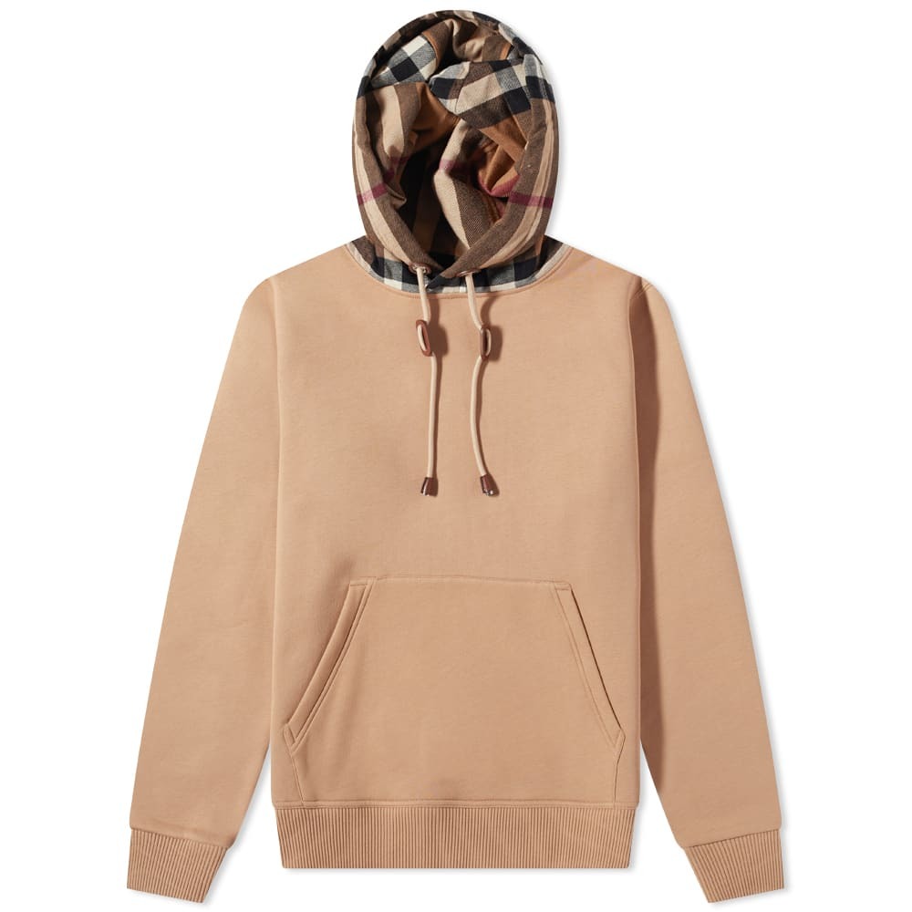 Burberry Men's Samuel Check Hood Hoody in Camel Burberry