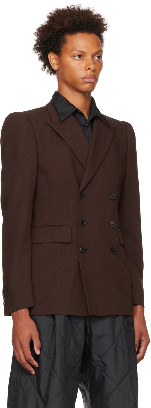 Dries Van Noten Burgundy High Shoulder Blazer Dries Van Noten