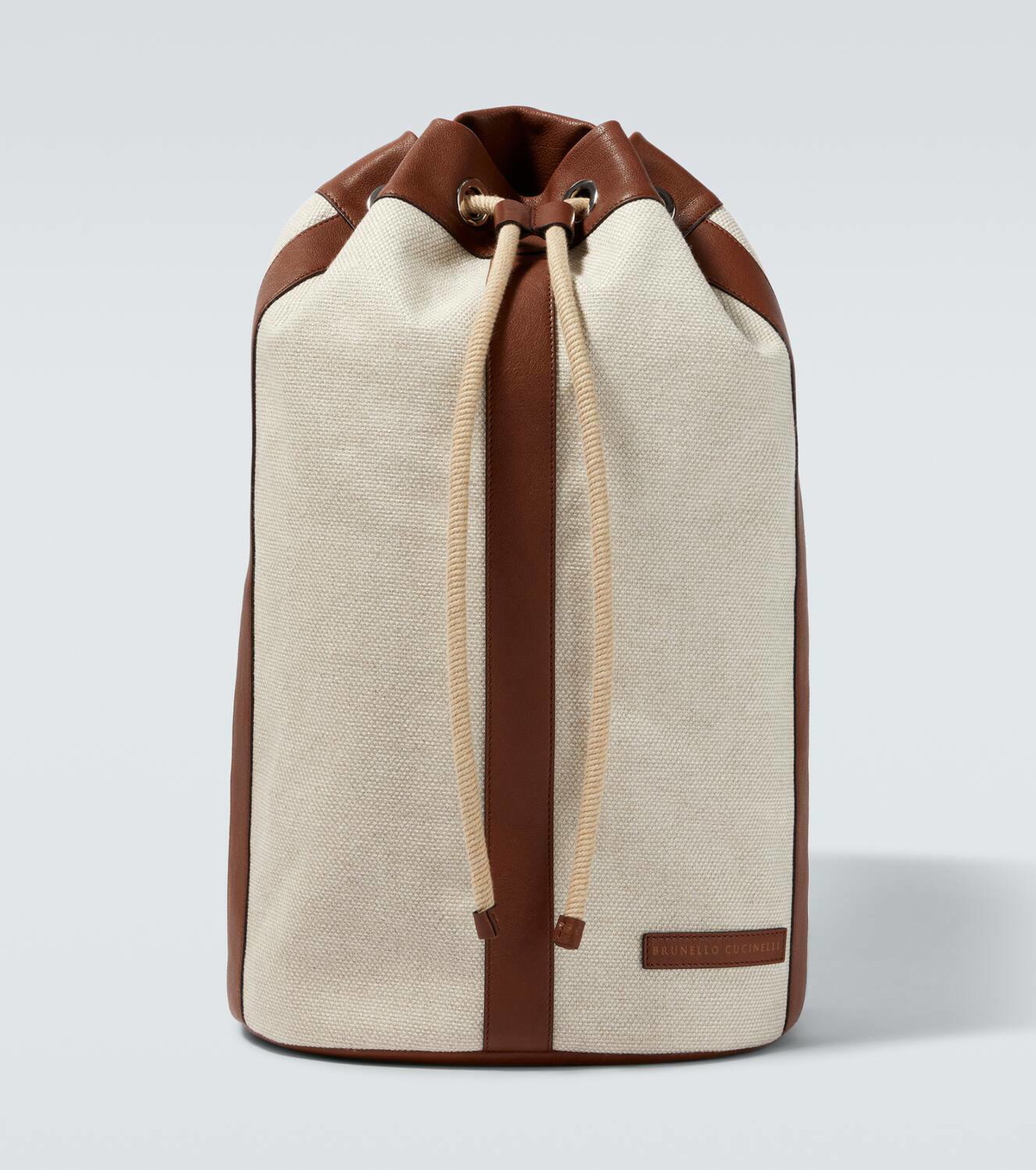 Brunello Cucinelli Leather-trimmed canvas backpack Brunello Cucinelli